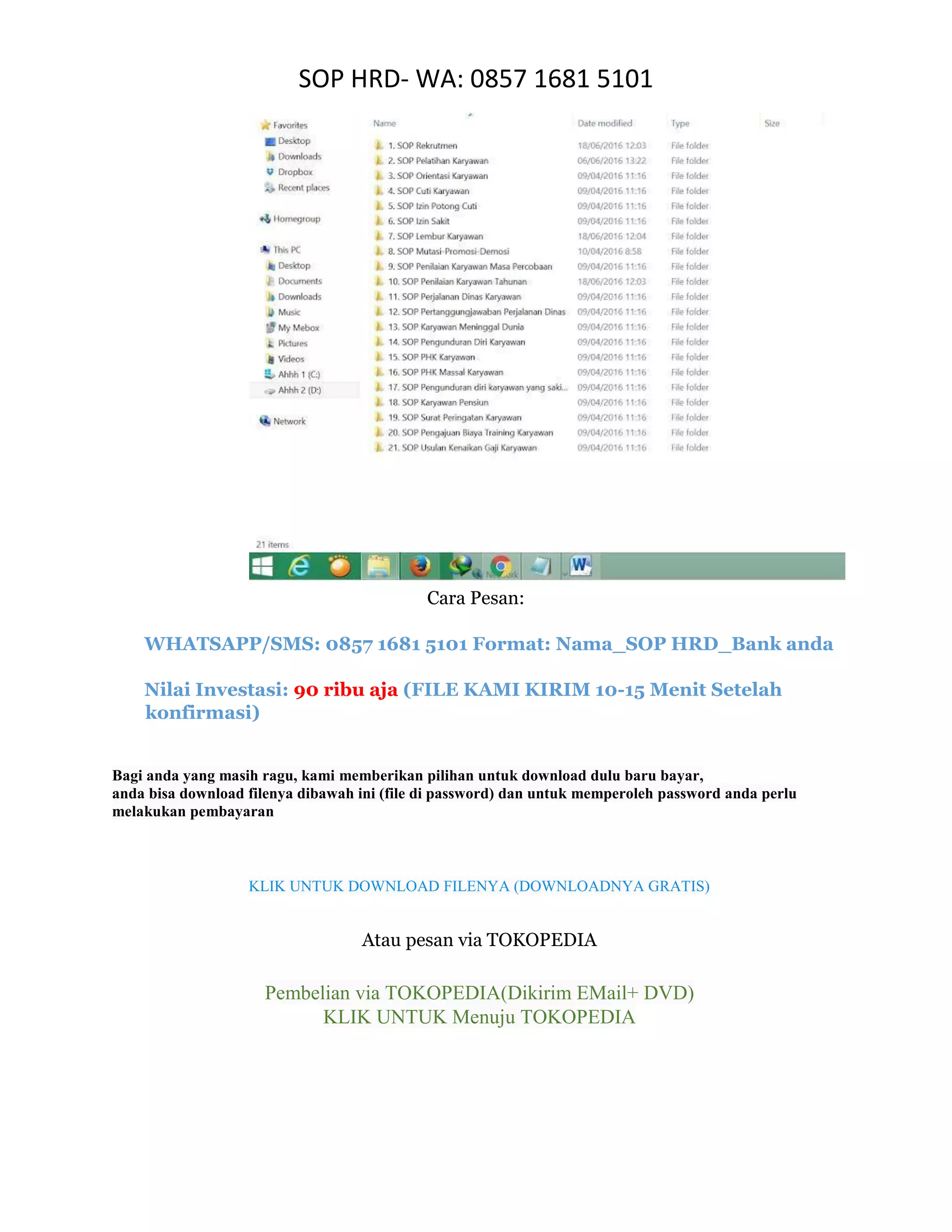 Standar Operasional Prosedur (SOP) HRD plus flowchart | PDF