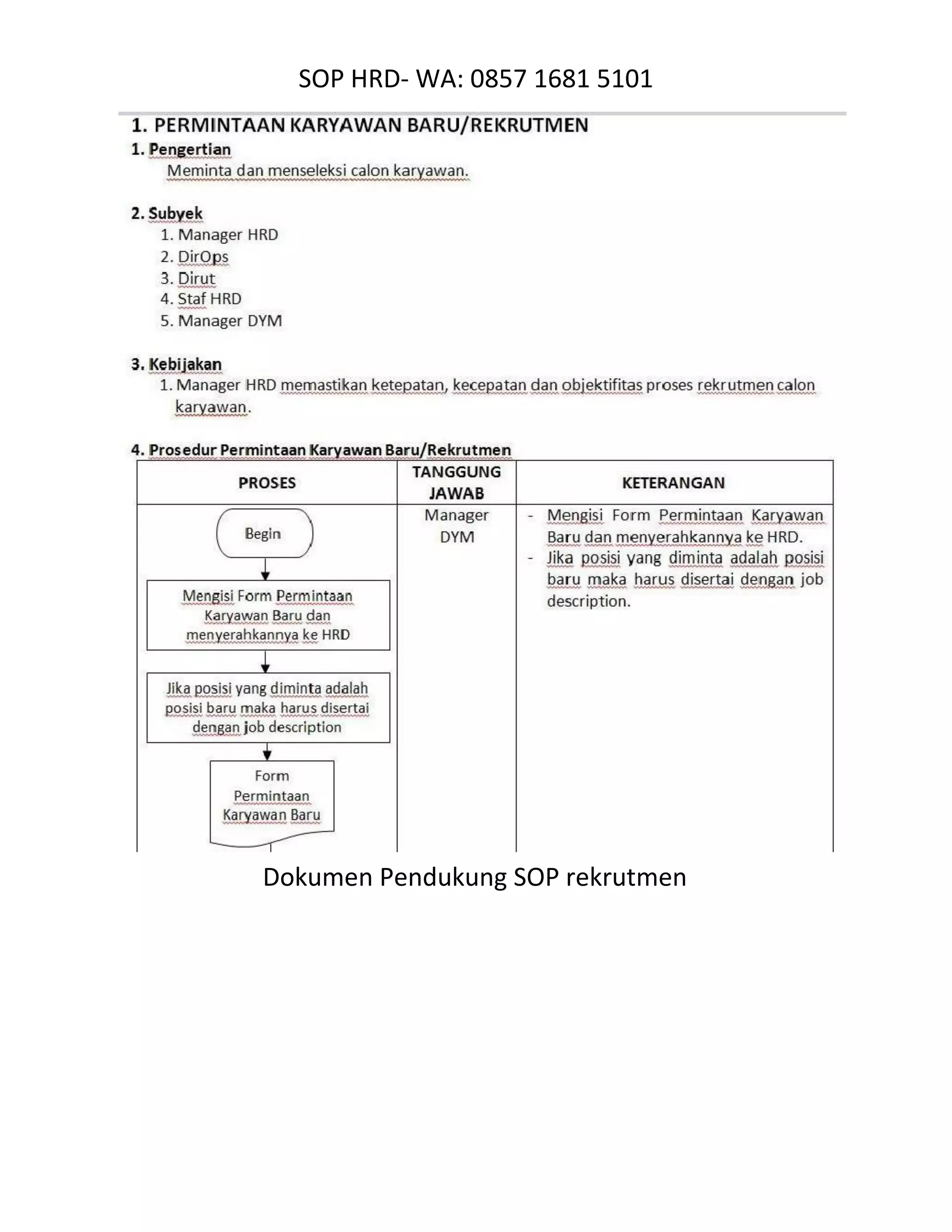 Standar Operasional Prosedur (SOP) HRD plus flowchart | PDF