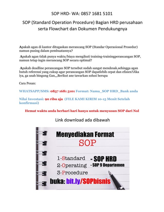 Standar Operasional Prosedur (SOP) HRD plus flowchart | PDF