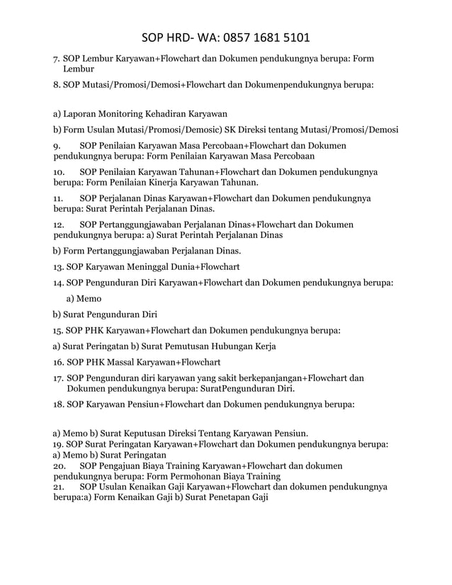 Standar Operasional Prosedur (SOP) HRD plus flowchart | PDF