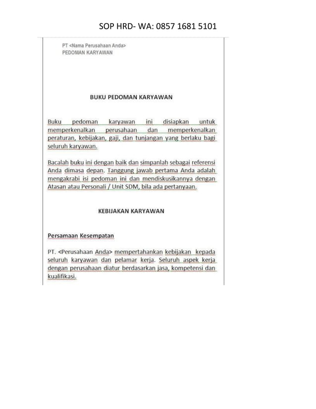 Standar Operasional Prosedur (SOP) HRD plus flowchart | PDF