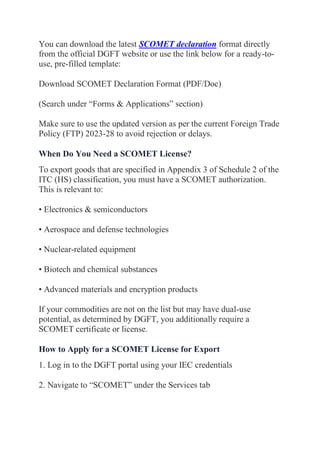 Download the Latest SCOMET Declaration Format for Export Clearance.pdf