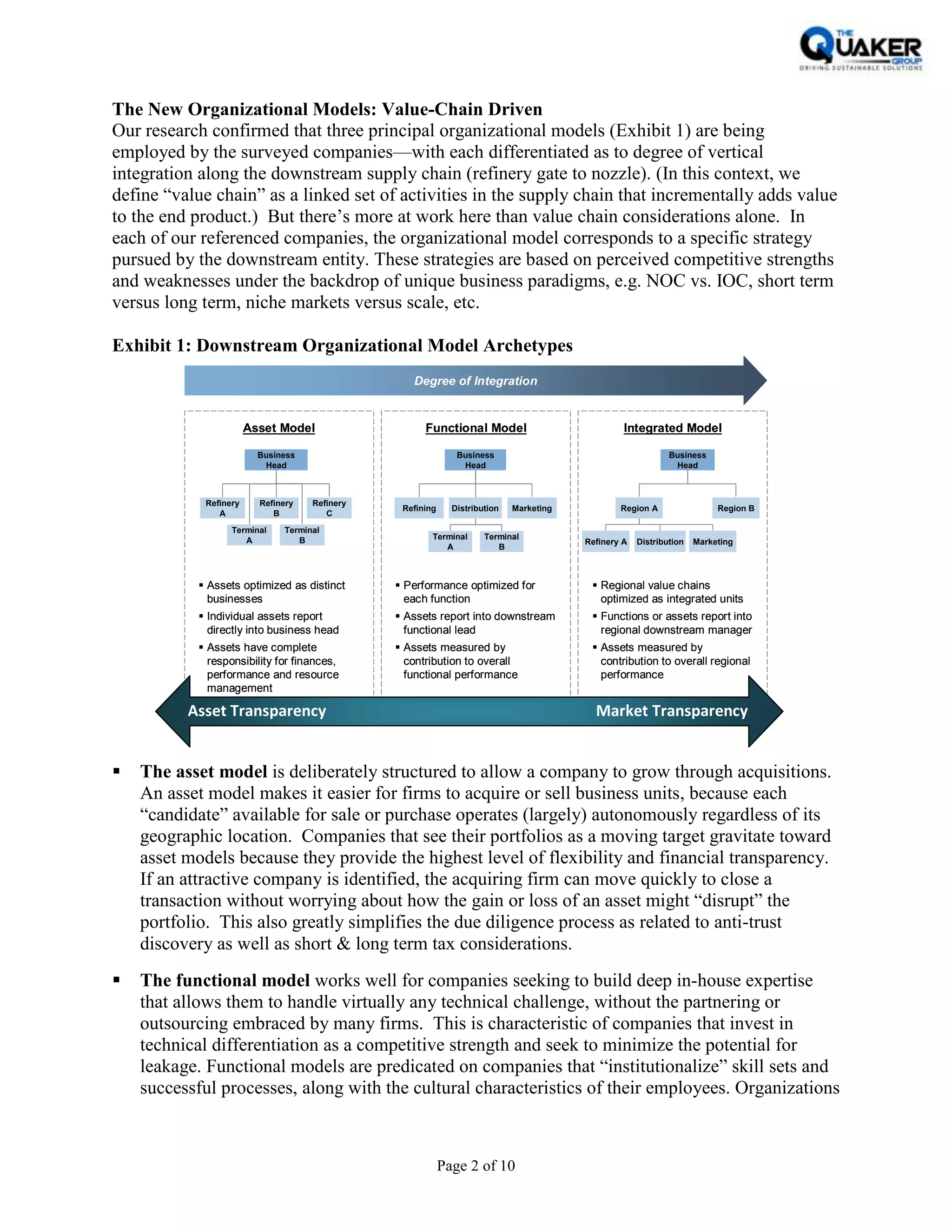 Downstream org structure.refining ind | PDF