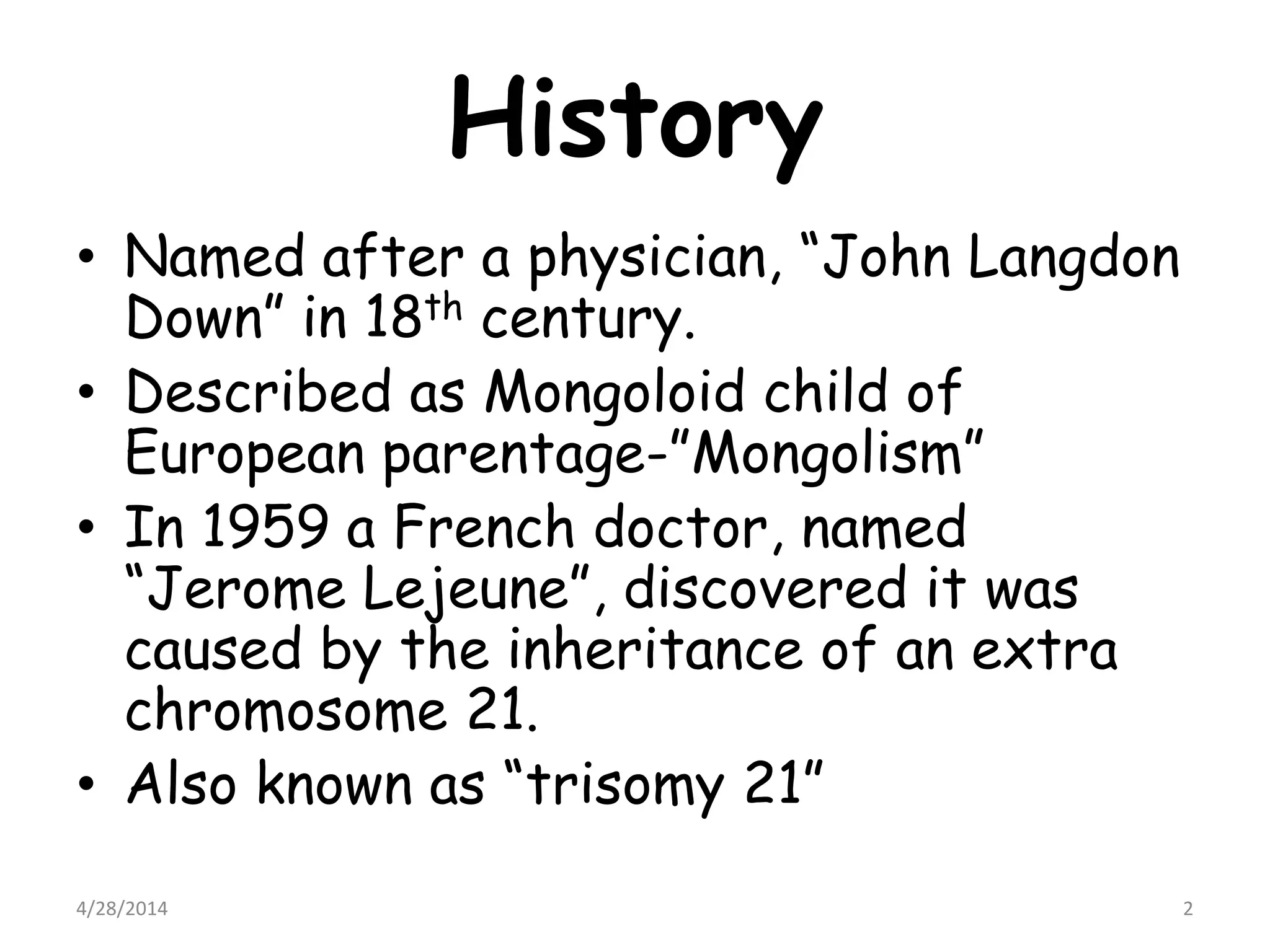 Down syndrome ppt for UGs | PPTX
