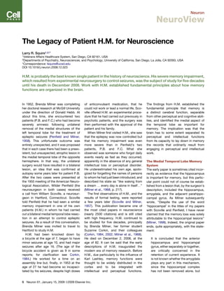 The legacy of patient h.m. for neuroscience | PDF