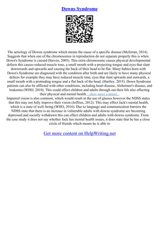 Down Syndrome Essay | PDF