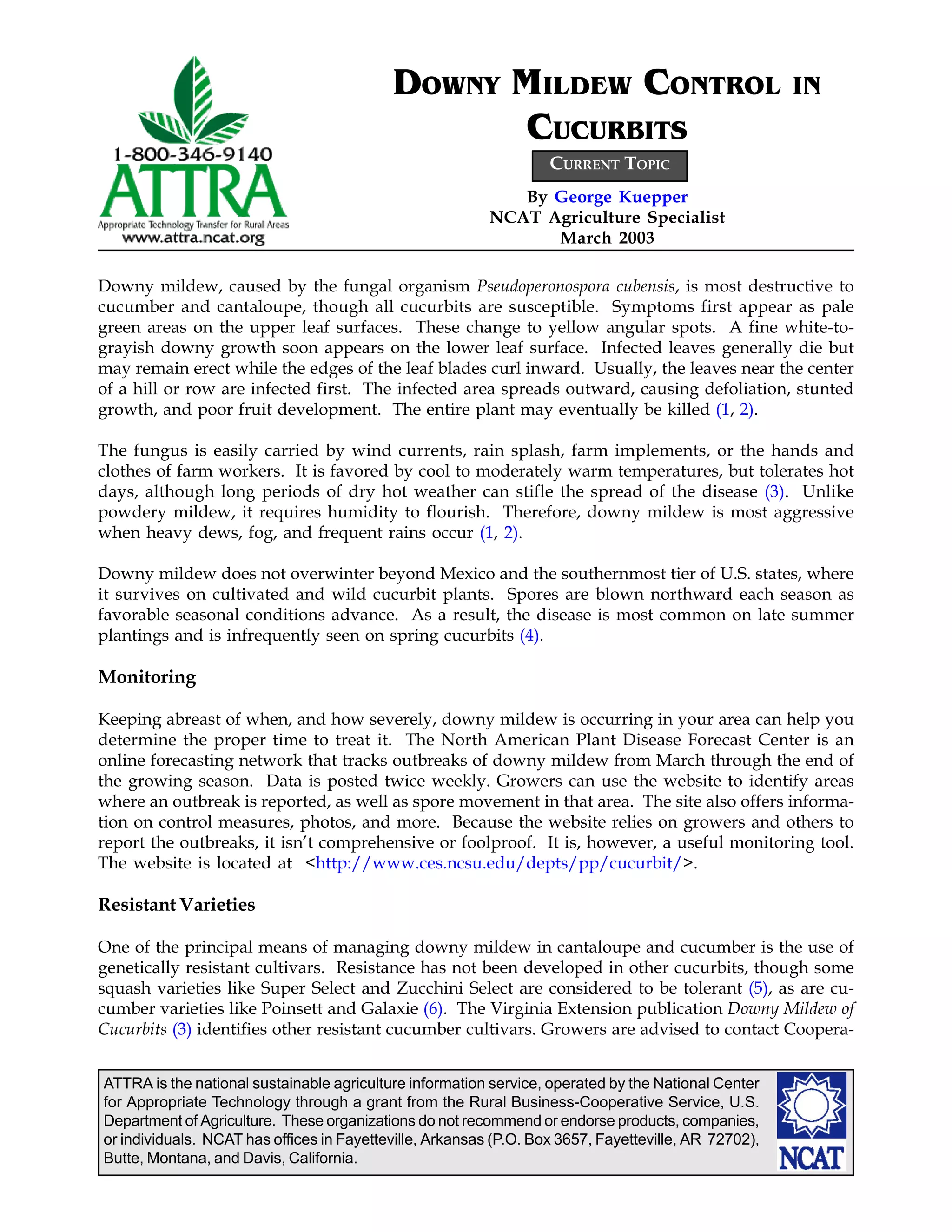 Downy Mildew Control in Cucurbits | PDF