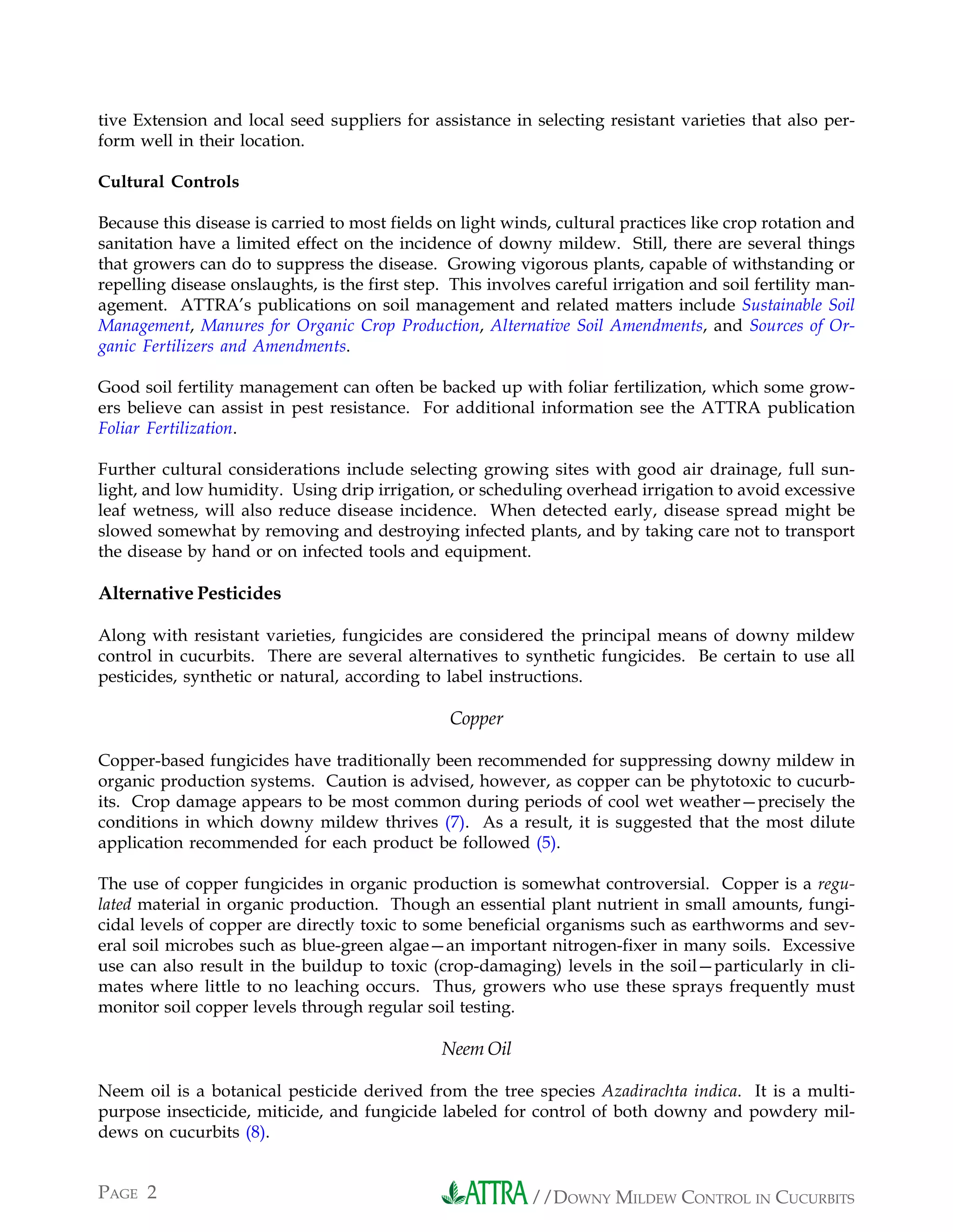 Downy Mildew Control in Cucurbits | PDF