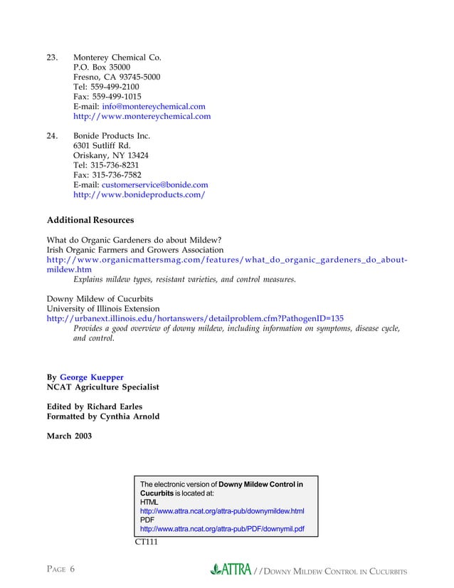 Downy Mildew Control in Cucurbits | PDF