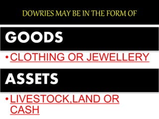 Dowry | PPTX | Marriage and Civil Unions | Family and Relationships