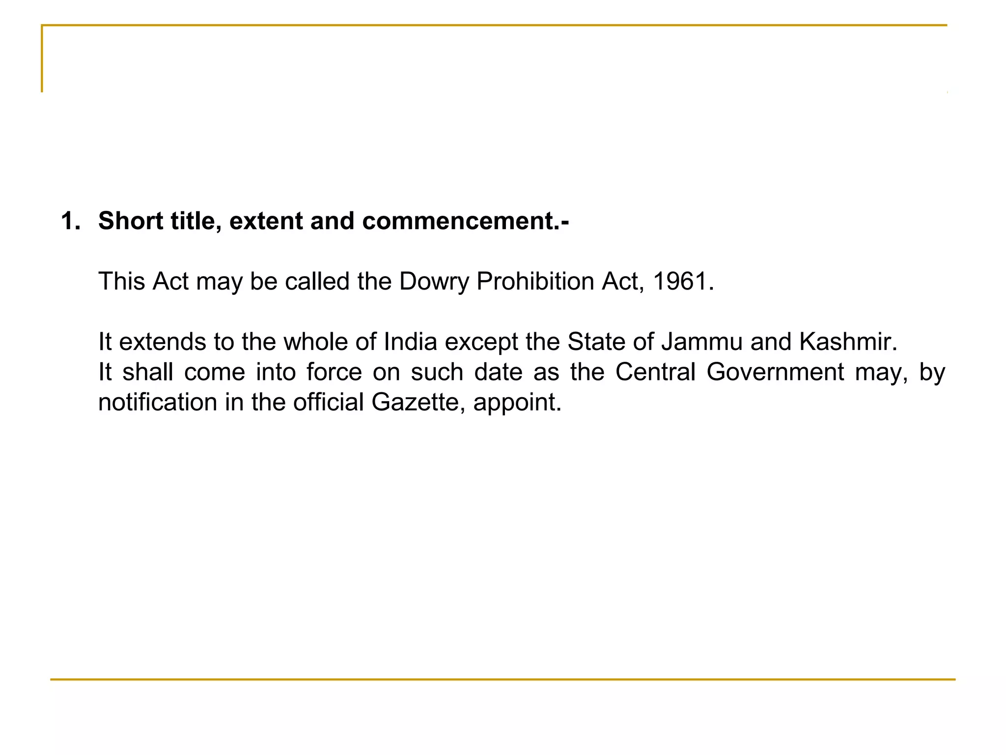Dowry prohibition act | PPT