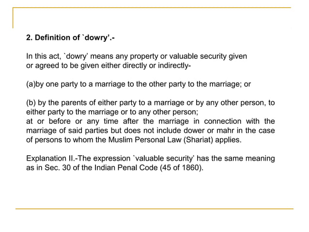 Dowry prohibition act | PPT