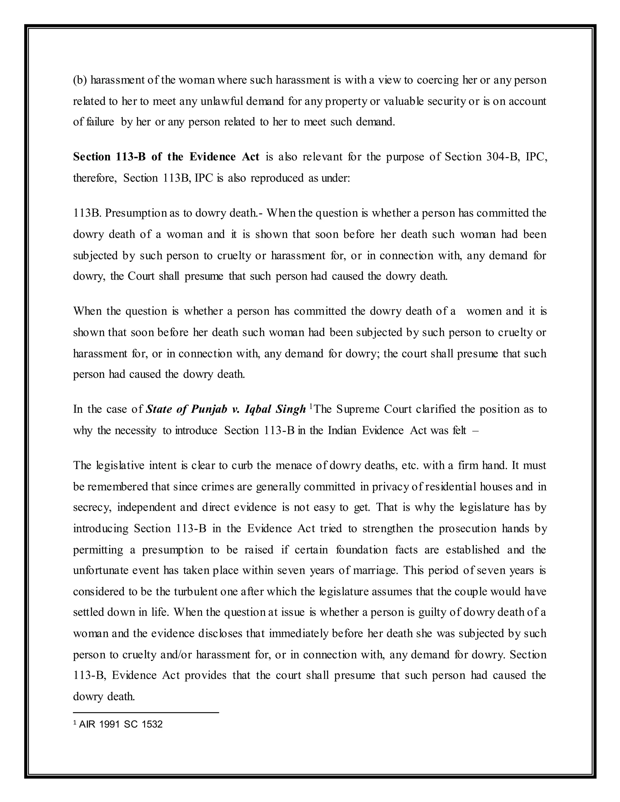 Dowry death case analysis HARSWAROOP AND OTHERS VS. STATE OF RAJASTHAN ...