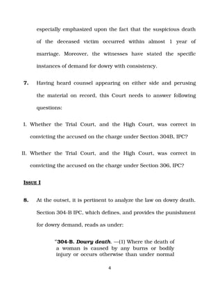 Dowry death sc judgment | PDF | Bereavement | Family and Relationships