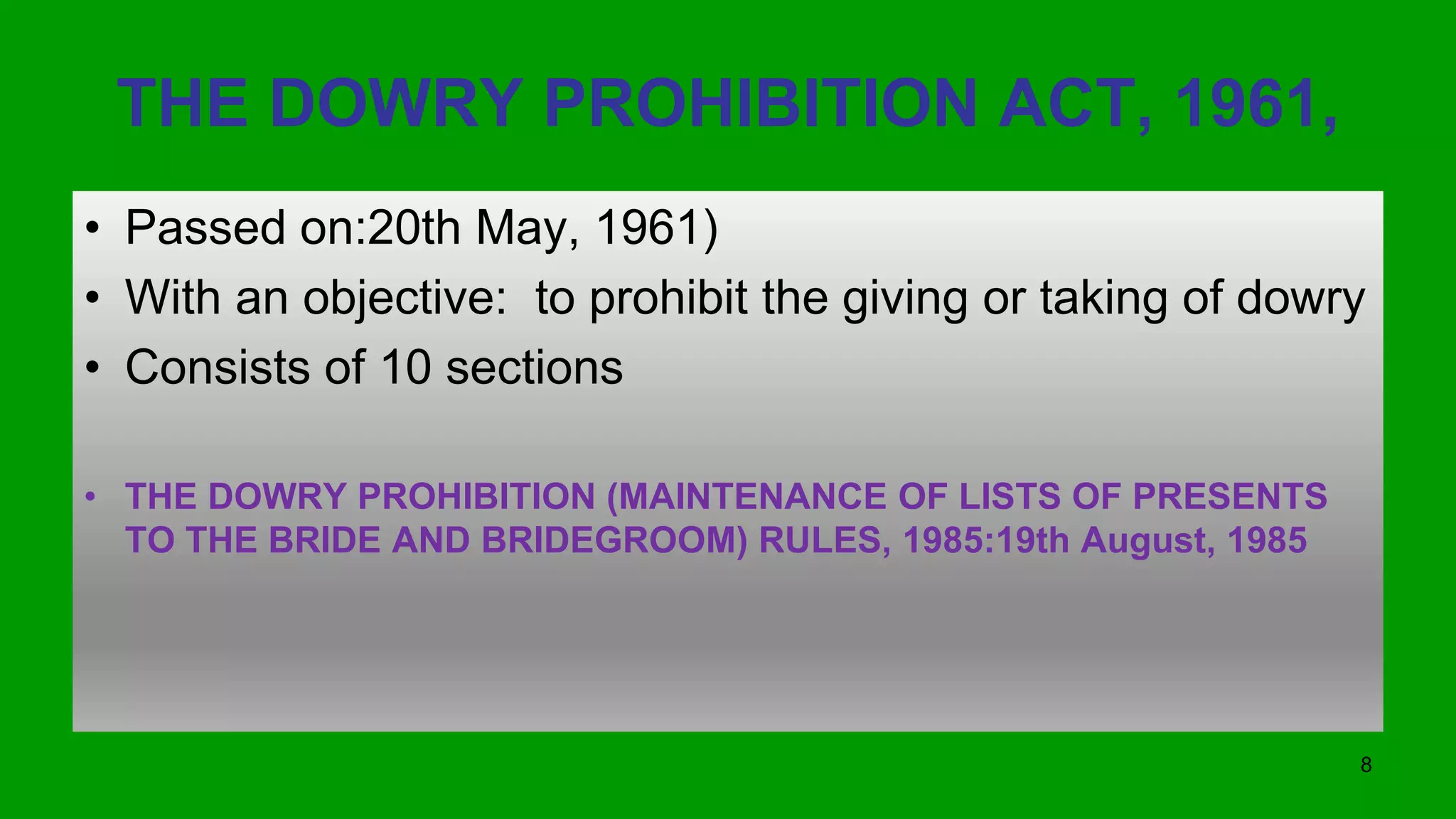 Dowry prohibition Act | PDF