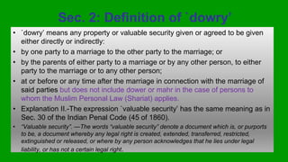 Dowry prohibition Act | PDF