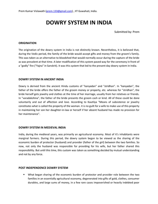 Dowry system in india | PDF | Wedding | Personal Celebrations & Life Events