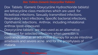 Dox Tablets (Generic Doxycycline Hydrochloride Tablets) | PDF