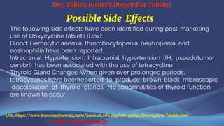 Dox Tablets (Generic Doxycycline Hydrochloride Tablets) | PDF