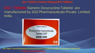 Dox Tablets (Generic Doxycycline Hydrochloride Tablets) | PDF
