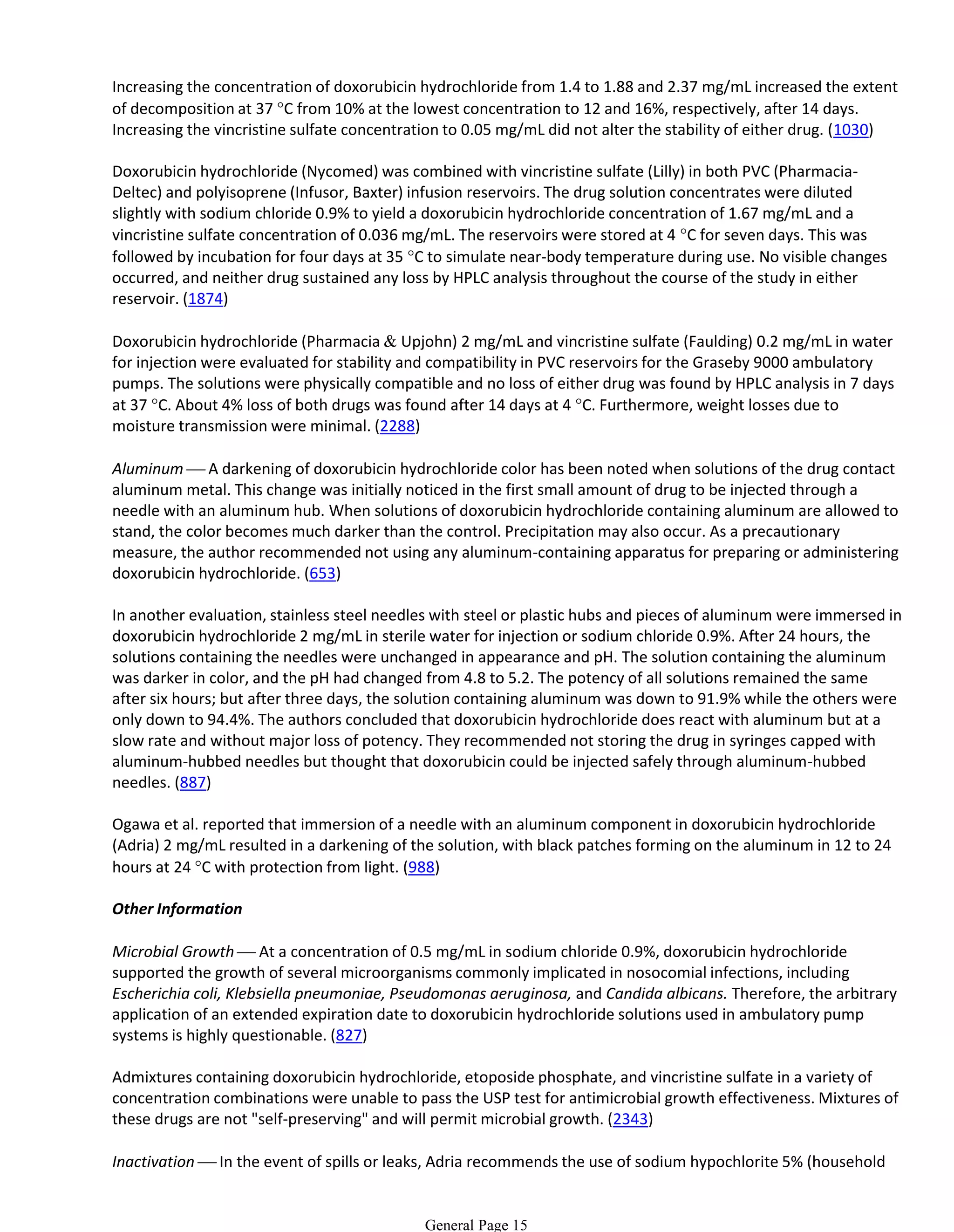 Injectable Drug : Compatibility Information of Doxorubicin HCl | PDF