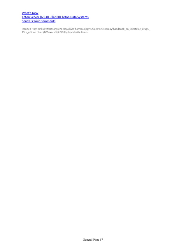 Injectable Drug : Compatibility Information of Doxorubicin HCl | PDF