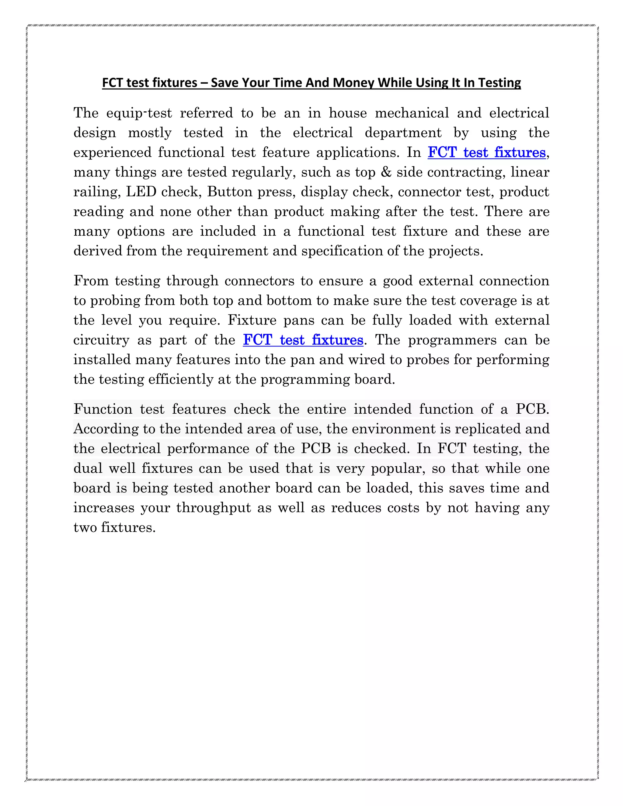 Fct test fixtures | PDF