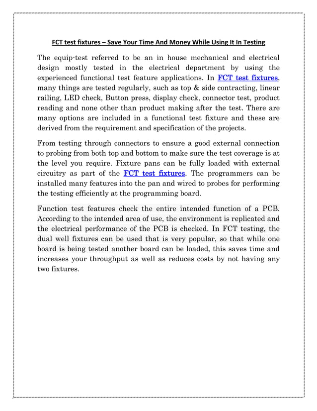 Fct test fixtures | PDF