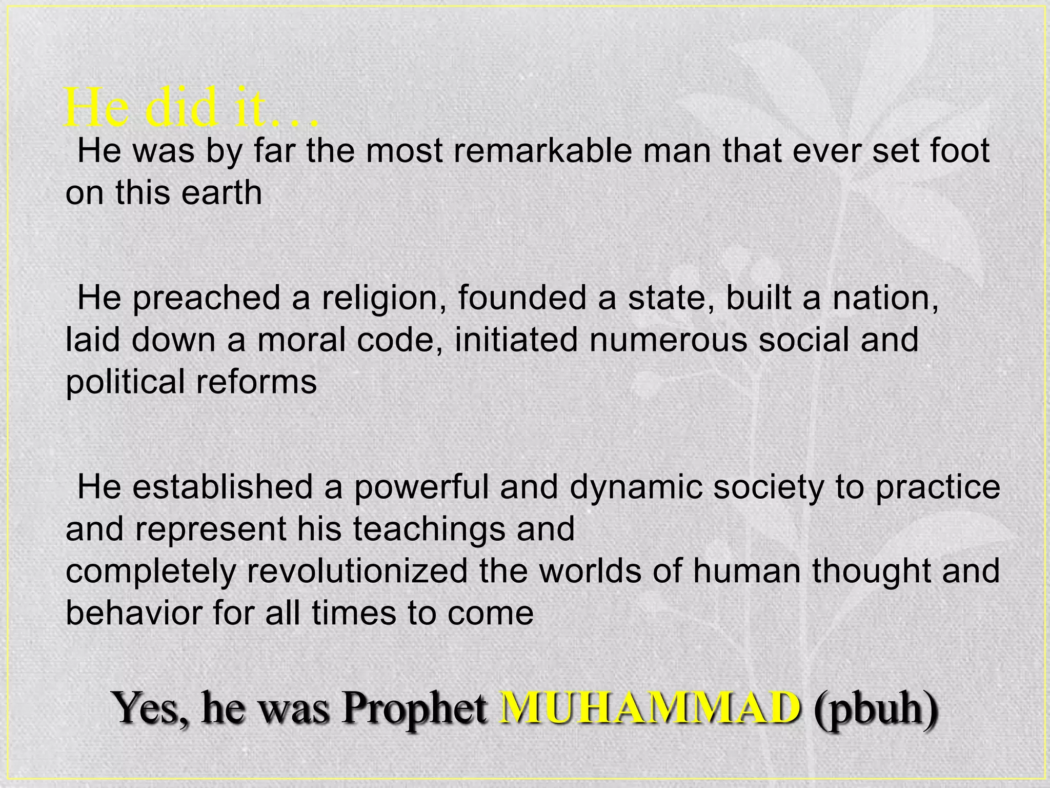 Do you know Muhammad, the Holy Founder of Islam (pbuh)? | PPT