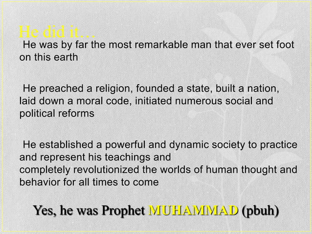 Do you know Muhammad, the Holy Founder of Islam (pbuh)? | PPT