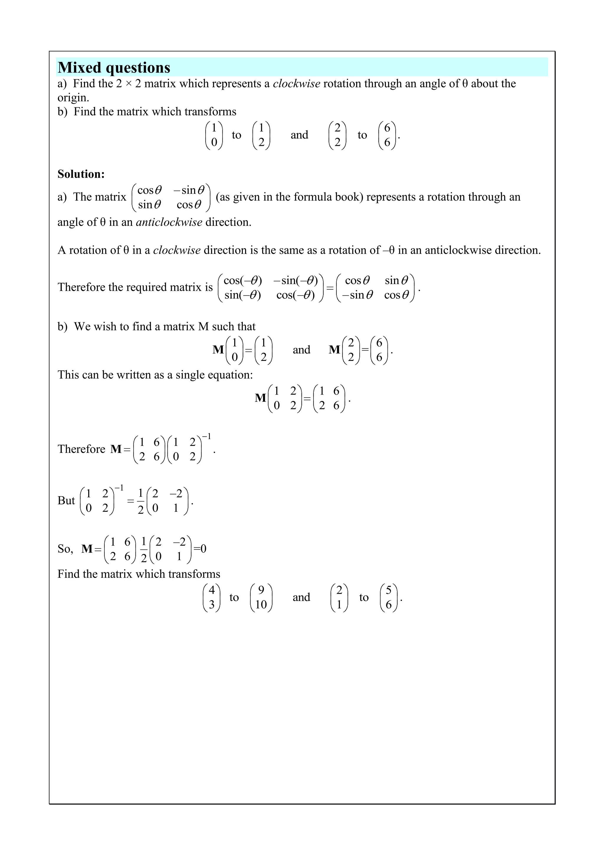 Do you know matrix transformations | PDF