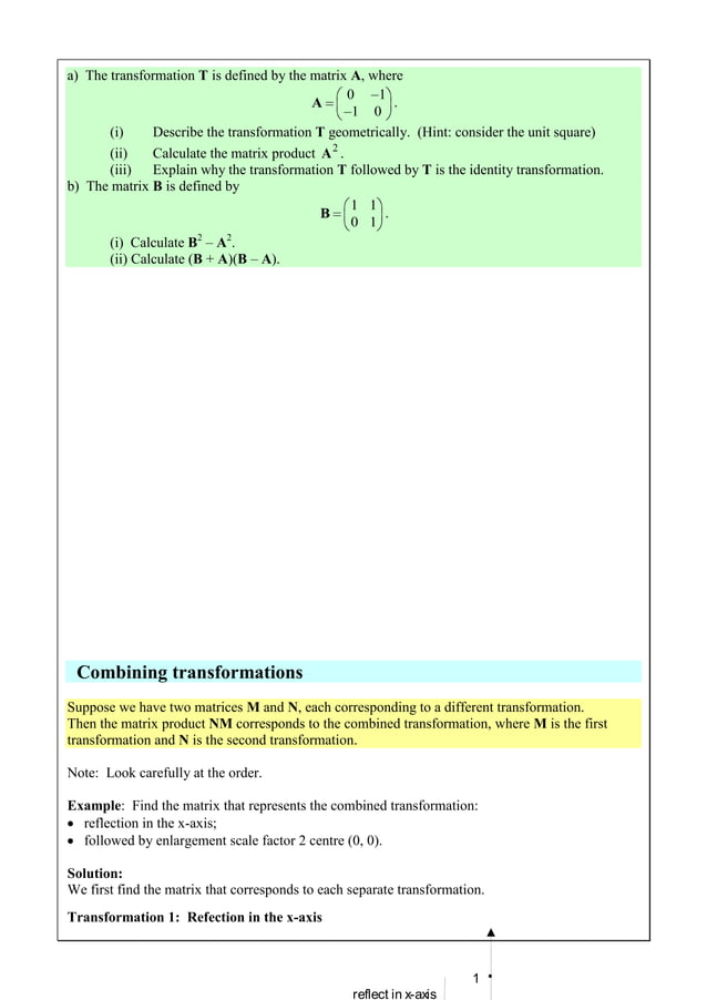 Do you know matrix transformations | PDF