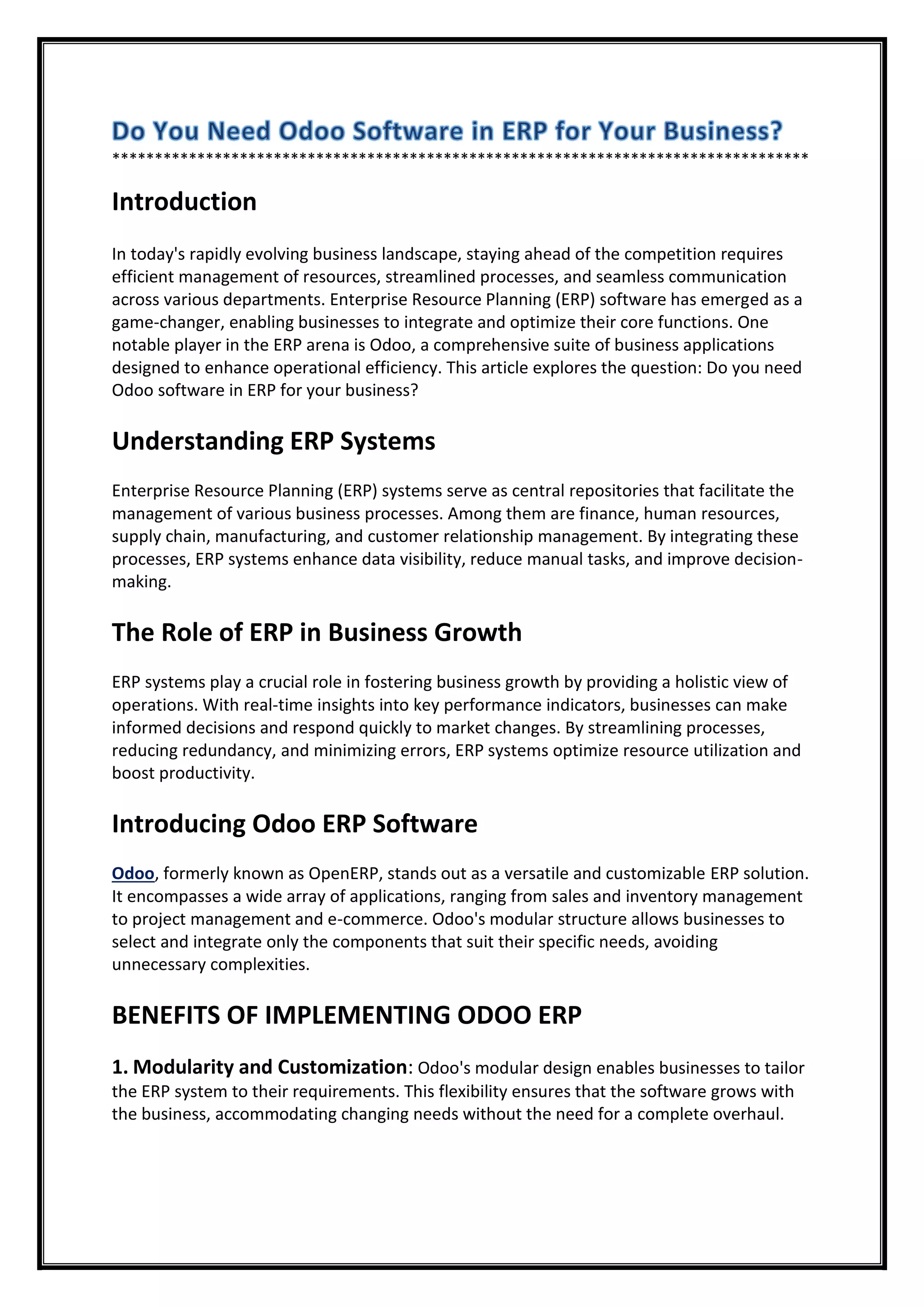 Do You Need Odoo Software in ERP for Your Business.pdf