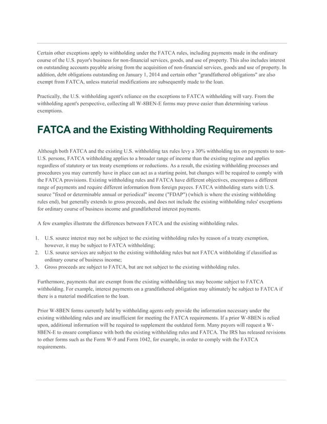 Do Your Withholding Processes Comply with FATCA? | PDF