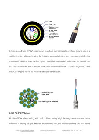 Do You Want to Understand the Difference Between ADSS and OPGW Fiber Optic Cable | PDF