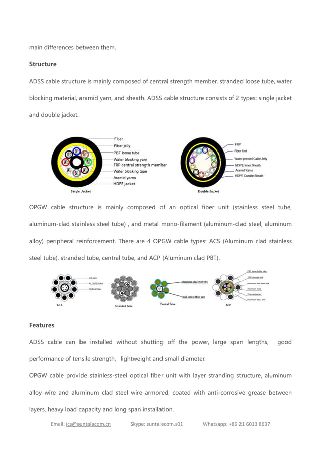 Do You Want to Understand the Difference Between ADSS and OPGW Fiber Optic Cable | PDF ...