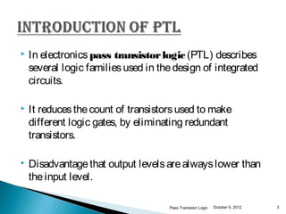 Pass Transistor Logic | PPT