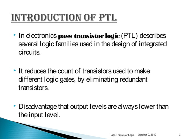 Pass Transistor Logic | PPT