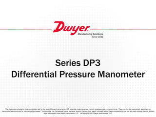 Series DP3 Wireless Differential Pressure Manometer | PDF