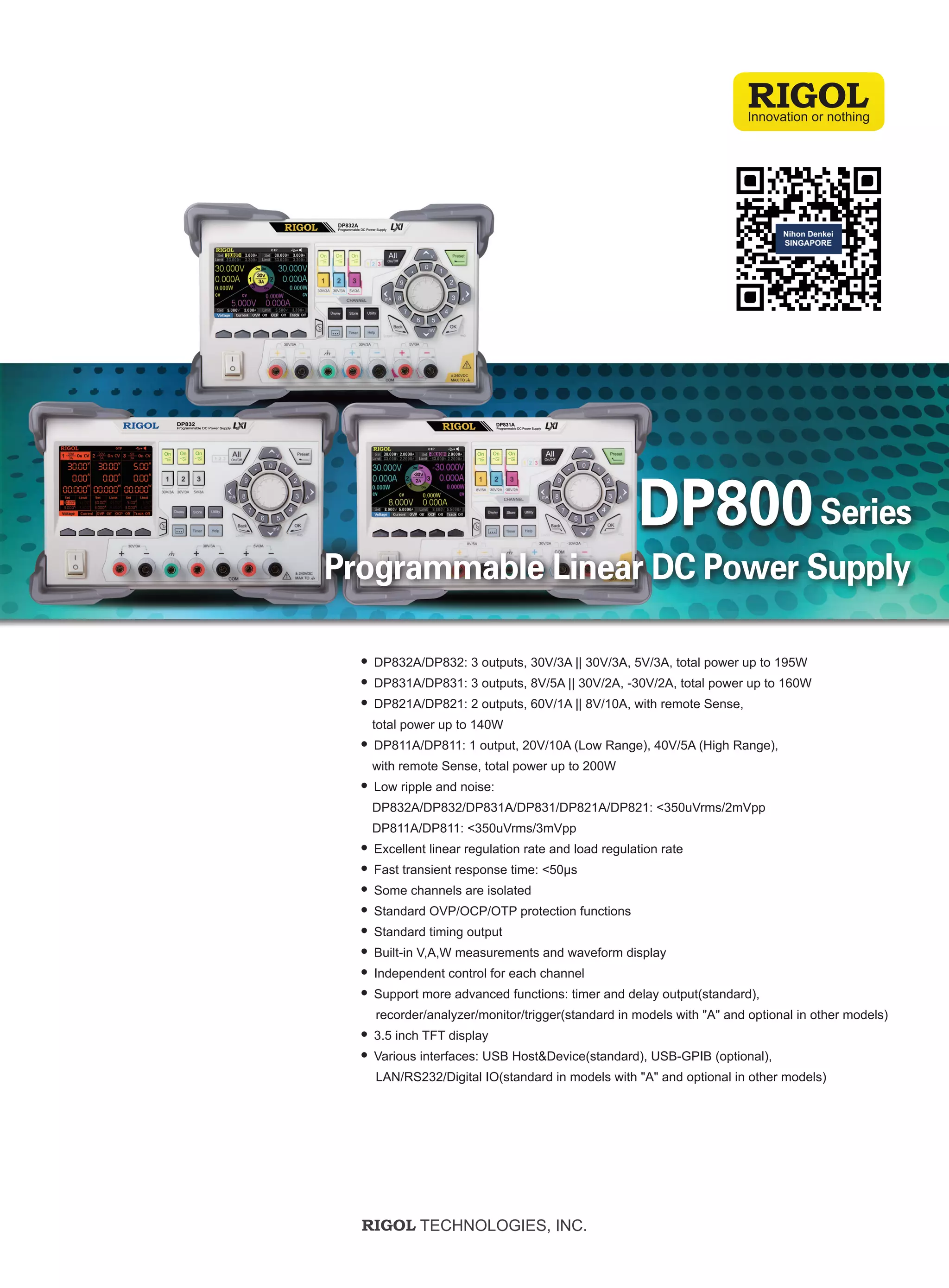 RIGOL Programmable linear DC power supply DP800 Series | PDF | Consumer Electronics | Technology ...
