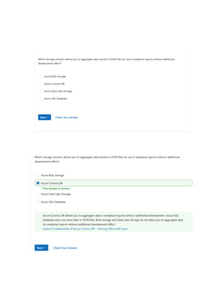 DP 900 Azure Data Fundamentals Quesions Microsoft | PDF