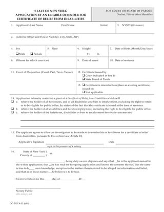 New York Certificate of Relief From Disabilities | PDF