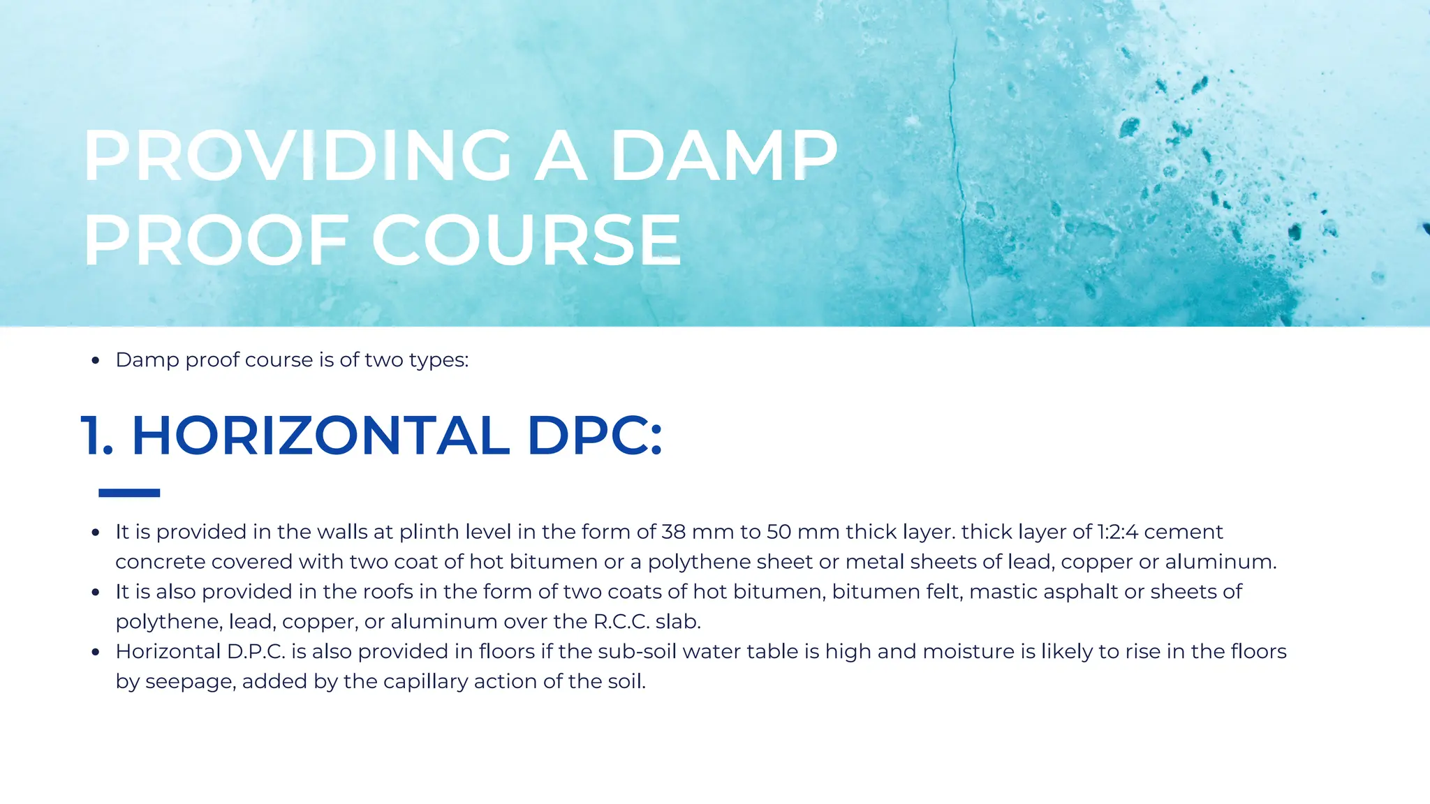 Introduction to Damp proof course (DPC) and its uses | PDF