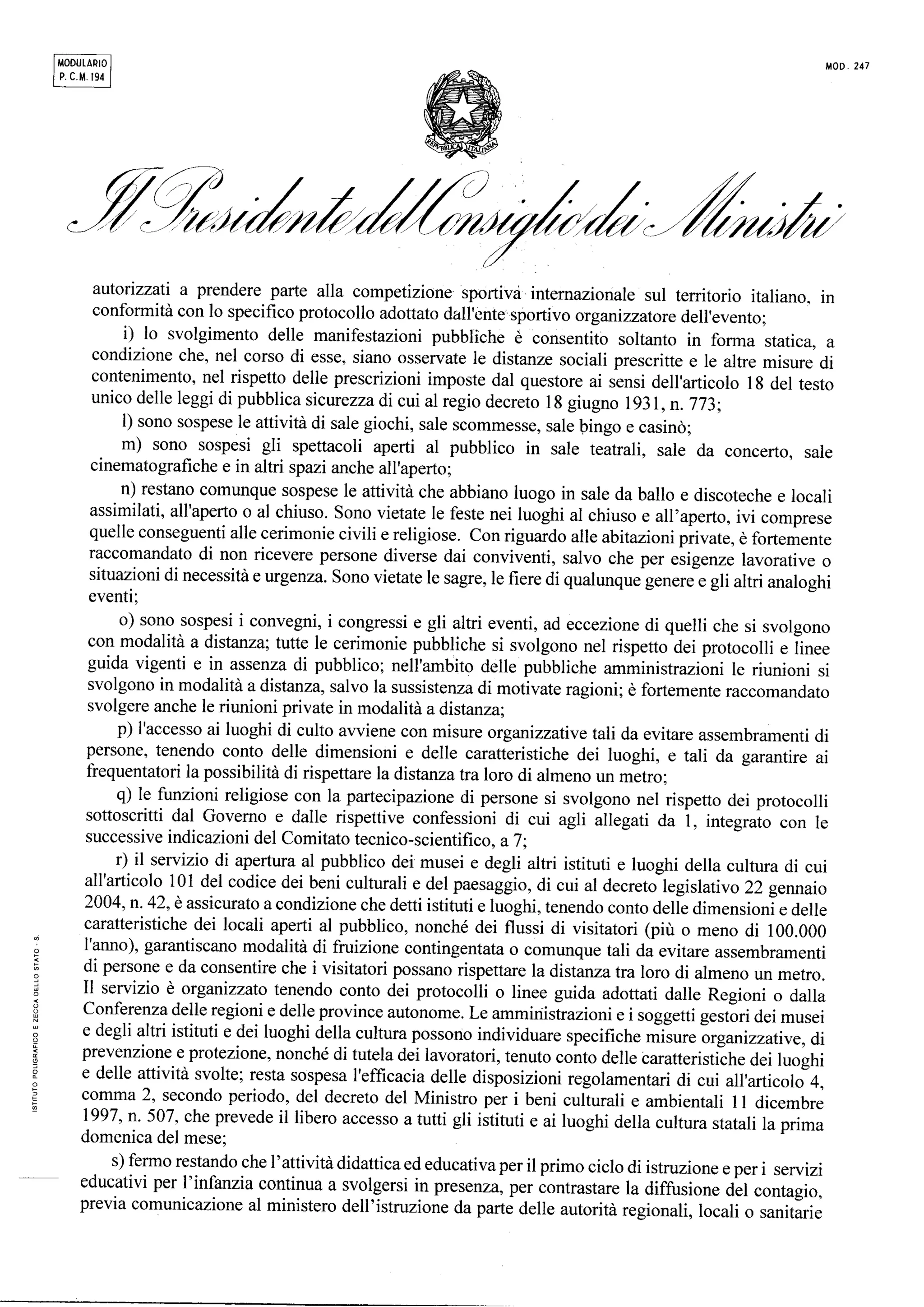 Dpcm 24 ottobre 2020 | PDF