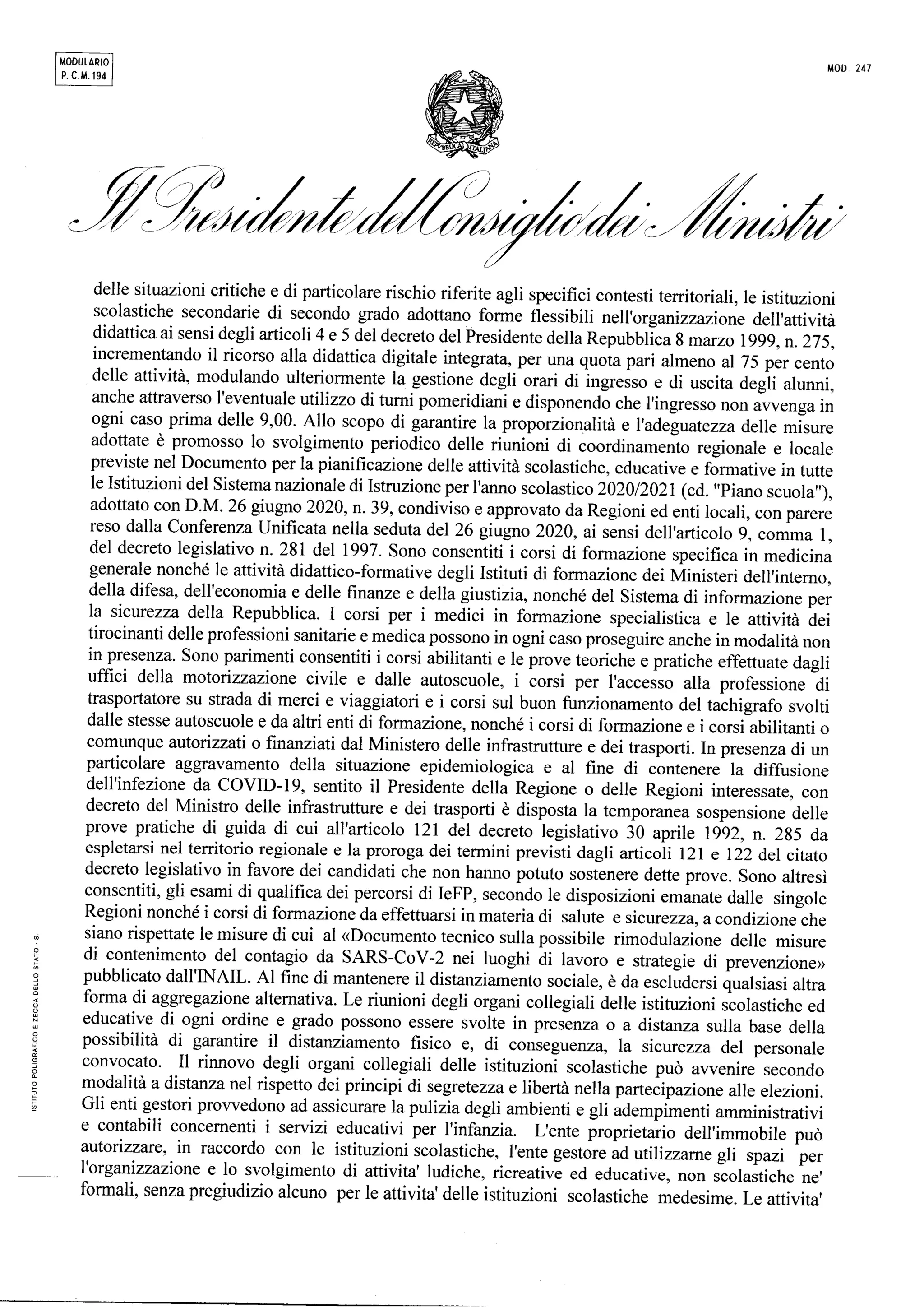 Dpcm 24 ottobre 2020 | PDF