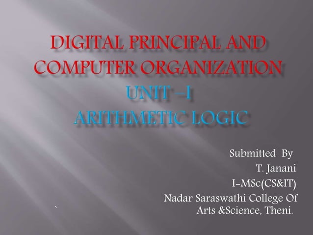 Arithmetic Logic | PPT