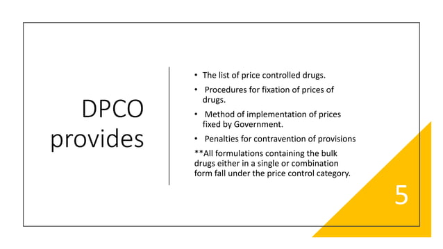 Drug Price control order, 1995 (DPCO) | PPTX | Pharmaceutical Industry | Industries