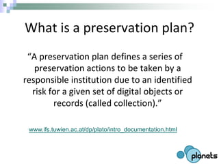 Preservation planning | PPTX
