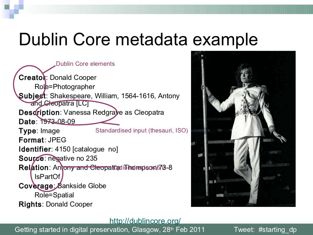 Dublin Core metadata example Creator