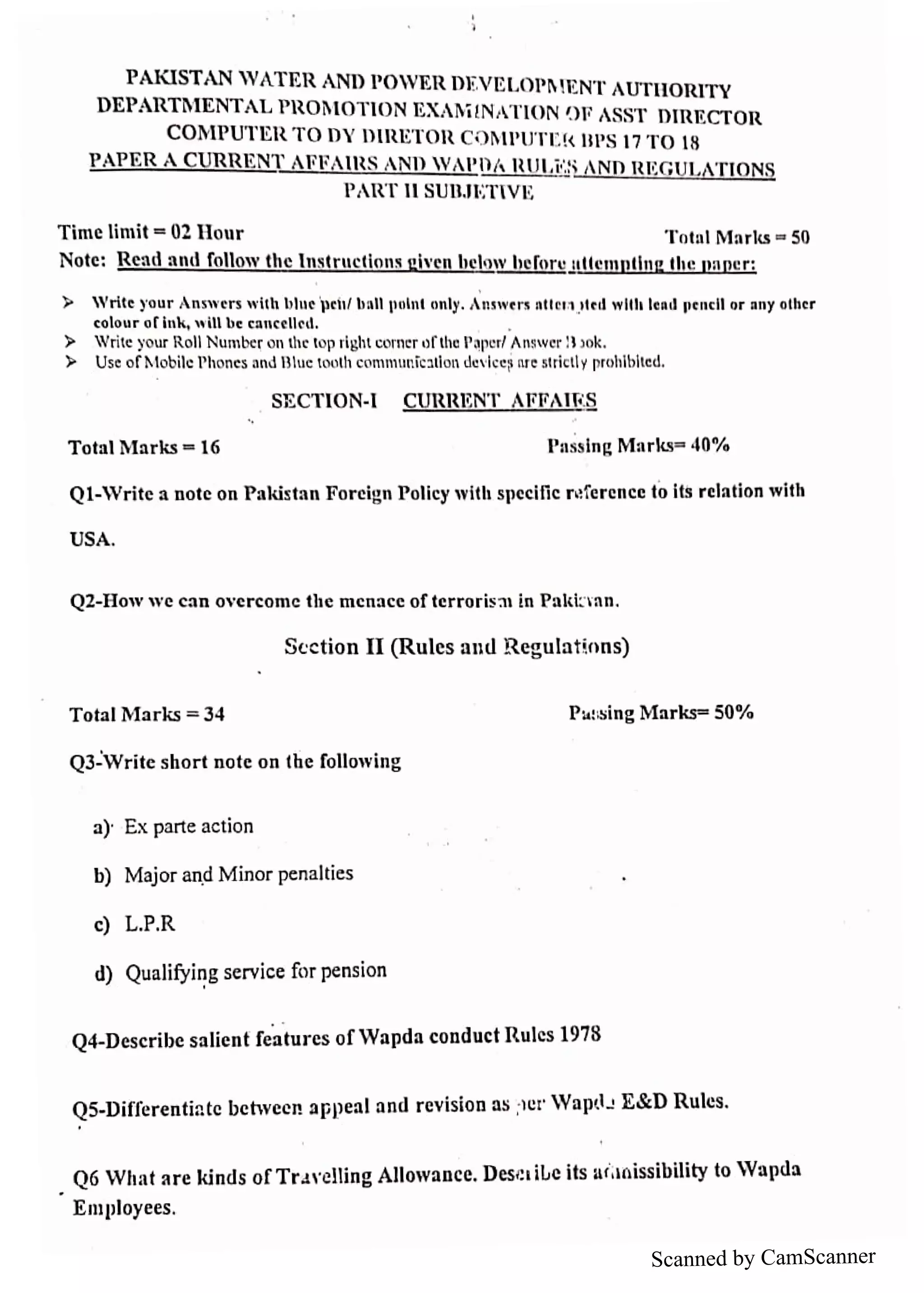 Dpe from ad (com) to dd(com) bps 17 to 18 for pepco officers rules past ...